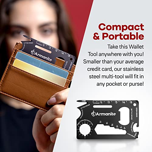 Armanite All in One Wallet Tool, Multipurpose Credit Card Multitool, Wallet Multitool Pocket Gadget, Survival Credit Card Multitool, Stocking Stuffer for Men, Black