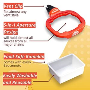 Saucemoto Dip Clip | An in-car sauce holder for ketchup and dipping sauces. As seen on Shark Tank (2 Pack, Black)