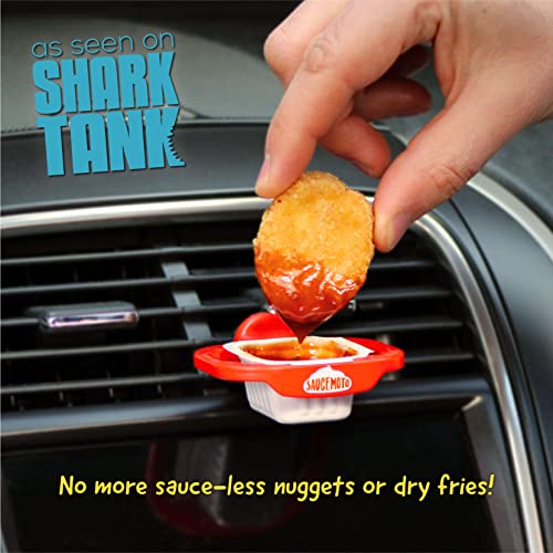 Saucemoto Dip Clip | An in-car sauce holder for ketchup and dipping sauces. As seen on Shark Tank (2 Pack, Black)