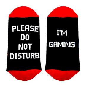 Do Not Disturb I'm Gaming Socks Novelty Gamer Socks Funny Gifts Easter Basket Stuffers for Teen Boys Kids Men Women