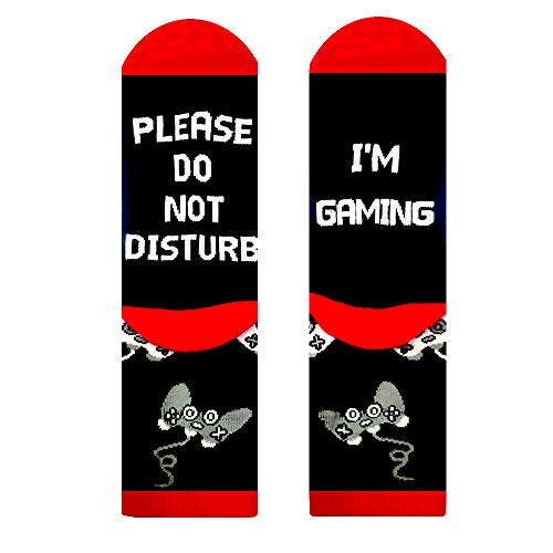 Do Not Disturb I'm Gaming Socks Novelty Gamer Socks Funny Gifts Easter Basket Stuffers for Teen Boys Kids Men Women