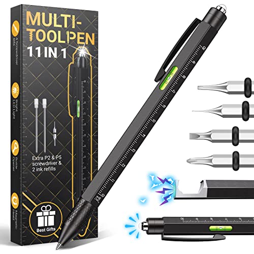 Stocking Stuffers for Men Multitool Pen - Gifts for Men 11 in 1 Cool Tool Gadgets Unique Birthday Fathers Day Gift for Dad Him Boyfriend Husband Who Have Everything Construction Engineer Carpenter