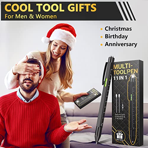 Stocking Stuffers for Men Multitool Pen - Gifts for Men 11 in 1 Cool Tool Gadgets Unique Birthday Fathers Day Gift for Dad Him Boyfriend Husband Who Have Everything Construction Engineer Carpenter