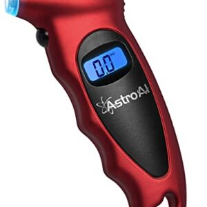 AstroAI Digital Tire Pressure Gauge 150 PSI 4 Settings for Car Truck Bicycle with Backlit LCD and Non-Slip Grip Car Accessories, Red (1 Pack)