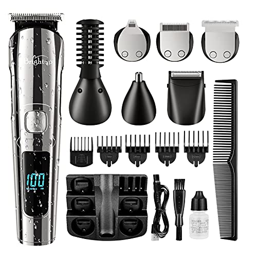 Brightup Beard Trimmer for Men - 18 Piece Beard Grooming Kit with Hair Clippers, Hair Trimmer, Electric Razor - IPX7 Waterproof Mustache, Face, Nose, Ear, Balls, Body Shavers - Mens Gifts, FK-8688T