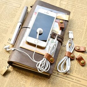 CAILLU Cord Organizer,Cord Keeper,Cable Organizer USB Holder,Cable Management,Cable Straps,Earbud case,wrap Headphone,Headset Winder,Phone Earphone Clips Ties,Tiny Leather Gifts Gadget 5