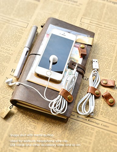 CAILLU Cord Organizer,Cord Keeper,Cable Organizer USB Holder,Cable Management,Cable Straps,Earbud case,wrap Headphone,Headset Winder,Phone Earphone Clips Ties,Tiny Leather Gifts Gadget 5