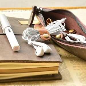 CAILLU Cord Organizer,Cord Keeper,Cable Organizer USB Holder,Cable Management,Cable Straps,Earbud case,wrap Headphone,Headset Winder,Phone Earphone Clips Ties,Tiny Leather Gifts Gadget 5