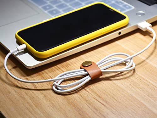 CAILLU Cord Organizer,Cord Keeper,Cable Organizer USB Holder,Cable Management,Cable Straps,Earbud case,wrap Headphone,Headset Winder,Phone Earphone Clips Ties,Tiny Leather Gifts Gadget 5