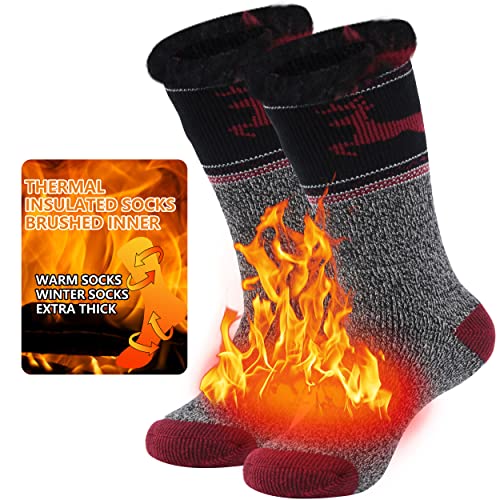 Monill Winter Thermal Socks, Unisex Winter Fur Lined Boot Thick Insulated Heated Socks For Cold Weather Extra-Warm Boot Socks Thick Insulated Heated Crew Socks for Cold Weather Mens Socks