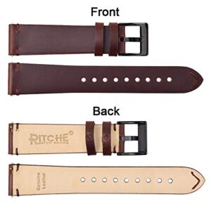 Ritche Christmas Stocking Stuffers 22mm Classic Genuine Leather Watch Band, Quick Release Vintage Leather Watch Strap Compatible with Fossil Timex Expedition Rugged Metal Watch 45mm / Seiko SKX007J1 - Coffee Watch Bands Christmas Stocking Stuffers for Men