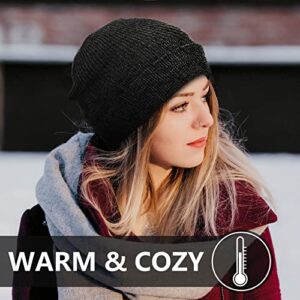 Meiyante Beanie Hats for Men & Women - Warm Stocking Caps for Men & Women, Cuffed Knit Thermal Hats, Gift for Him & Her - Charcoal Gray Beanie - Stocking Stuffers for Women Men Under 10