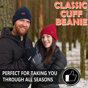 Meiyante Beanie Hats for Men & Women - Warm Stocking Caps for Men & Women, Cuffed Knit Thermal Hats, Gift for Him & Her - Charcoal Gray Beanie - Stocking Stuffers for Women Men Under 10