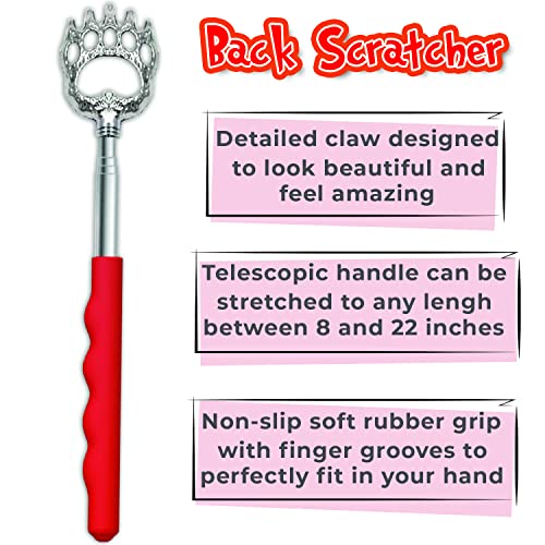 2 Extendable Back Scratchers, Santa's Claws Telescopic Back Massager in Christmas Gifts Box, Funny Christmas Stocking Stuffer for Men, Dads Women, Adults. Christmas Bear Claw Massage Tool for Back