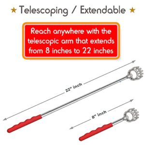 2 Extendable Back Scratchers, Santa's Claws Telescopic Back Massager in Christmas Gifts Box, Funny Christmas Stocking Stuffer for Men, Dads Women, Adults. Christmas Bear Claw Massage Tool for Back