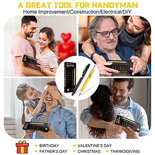 Gifts for Men Dad Him, MAFEHAN 10 in 1 Multi-Tool Pen Set, Father's Day Gifts from Son Daughter Wife, Cool Gadgets For Men, Christmas Gifts Stocking Stuffers for Men-Yellow&Black