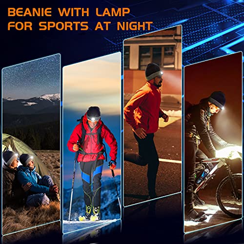 LED Beanie Hat with Lights Men Gifts: Christmas Stocking Stuffers for Men Women Dad Father Grandpa Husband Brother Boyfriend Him Adult Teen - Soft Warm Comfortable Winter Knit Cap Headlamp Lighted Hat