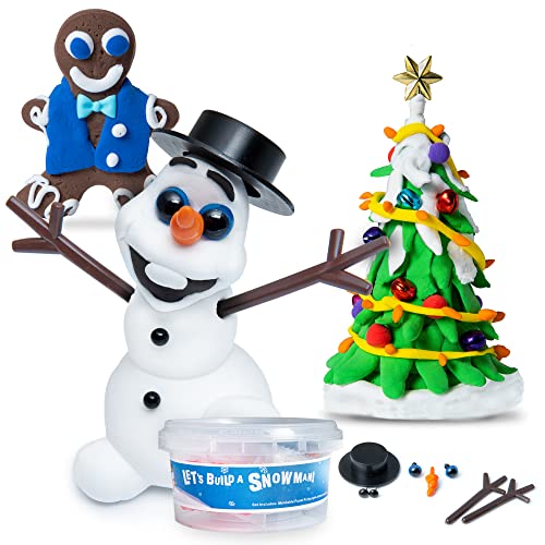 Let's Build A Snowman, Gingerbread Man, & Christmas Tree (3 Piece Kit), Boys and Girls Christmas Stocking Stuffers for Kids; Make Snowman Crafts, Ornaments, Kids Gifts for Xmas, Figurines (Clay/Putty)