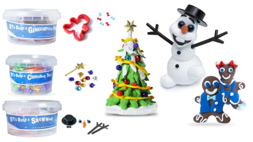 Let's Build A Snowman, Gingerbread Man, & Christmas Tree (3 Piece Kit), Boys and Girls Christmas Stocking Stuffers for Kids; Make Snowman Crafts, Ornaments, Kids Gifts for Xmas, Figurines (Clay/Putty)