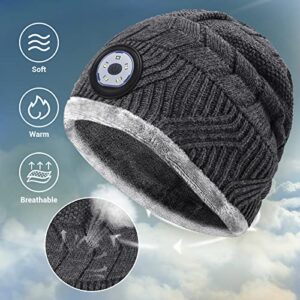 HIGHEVER LED Beanie Hat with Light - Stocking Stuffers Gifts for Men Women Flashlight Beanie with Headlamp Winter Cap for Running