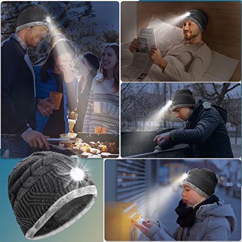 HIGHEVER LED Beanie Hat with Light - Stocking Stuffers Gifts for Men Women Flashlight Beanie with Headlamp Winter Cap for Running