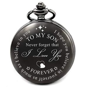 son gifts from mom dad personalized pocket watch for valentines day graduation birthday fathers day christmas stocking stuffers (to my son)