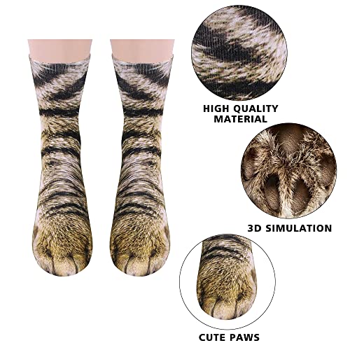 AGRIMONY Funny Socks for Men Women Teens-Fun Animal Cat Paws Socks 3D Casual Novelty Crew Socks Funky Crazy Silly Socks-Valentines Christmas Cat Gifts Stocking Stuffers