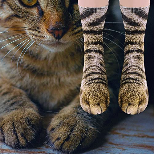 AGRIMONY Funny Socks for Men Women Teens-Fun Animal Cat Paws Socks 3D Casual Novelty Crew Socks Funky Crazy Silly Socks-Valentines Christmas Cat Gifts Stocking Stuffers