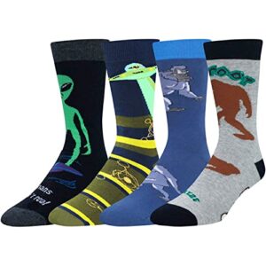 mens funny shark alien bigfoot socks novelty christmas space gifts stocking stuffers in 4 pack box