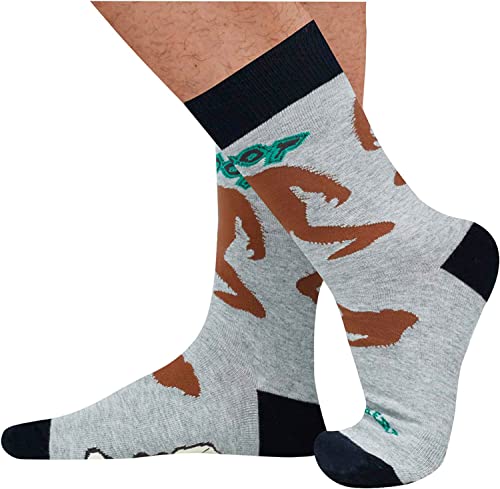 Mens Funny Shark Alien Bigfoot Socks Novelty Christmas Space Gifts Stocking Stuffers in 4 Pack Box