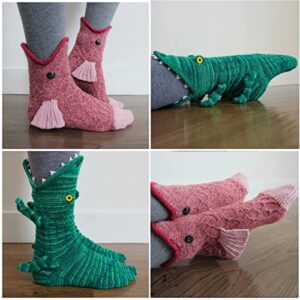 YIIHUD Knit Crocodile Socks Funny 3D Animal Socks Novelty Crocodile Socks Gag Gift for Men Christmas Stocking Stuffer for Men Women