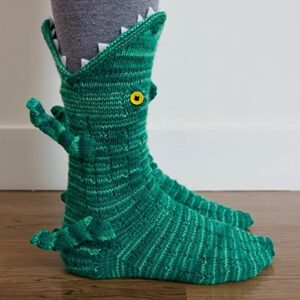 YIIHUD Knit Crocodile Socks Funny 3D Animal Socks Novelty Crocodile Socks Gag Gift for Men Christmas Stocking Stuffer for Men Women