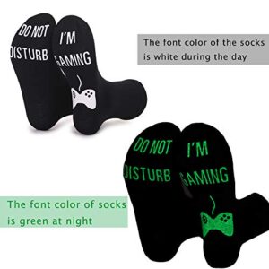 Do Not Disturb I'm Gaming Socks Novelty Gamer Socks,Funny Gamer Gift,Stocking Stuffers For Men teens Kids Gamer Lovers