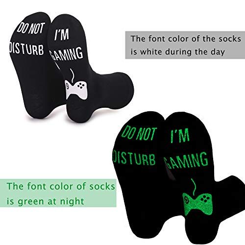 Do Not Disturb I'm Gaming Socks Novelty Gamer Socks,Funny Gamer Gift,Stocking Stuffers For Men teens Kids Gamer Lovers