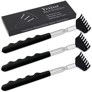 3 pack back scratcher extendable portable back massager back scratcher for men women kids adults, telescopic back scratching tool with rubber handles