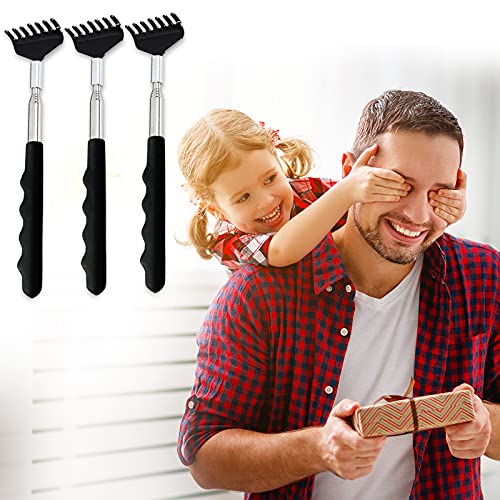 3 Pack Back Scratcher Extendable Portable Back Massager Back Scratcher for Men Women Kids Adults, Telescopic Back Scratching Tool with Rubber Handles