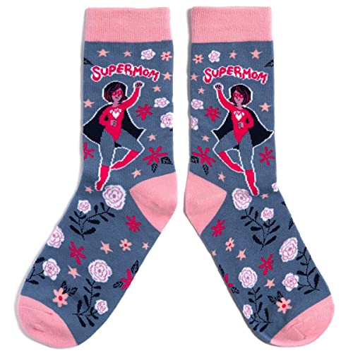 Lavley Funny Mom Socks - Gifts For Moms, New and Expecting Mothers, Grandma, Mother's Day and Christmas Stocking Stuffers (Supermom)