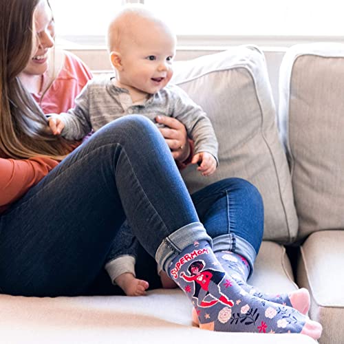 Lavley Funny Mom Socks - Gifts For Moms, New and Expecting Mothers, Grandma, Mother's Day and Christmas Stocking Stuffers (Supermom)