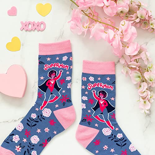 Lavley Funny Mom Socks - Gifts For Moms, New and Expecting Mothers, Grandma, Mother's Day and Christmas Stocking Stuffers (Supermom)