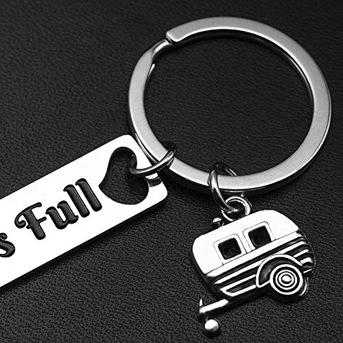 isiyu Mens Stocking Stuffers for Adults Shtter's Full Funny Keychain Gifts Christmas Stockings Stocking Stuffers for women men Happy Camper RV Camping gifts Accessories (Silver)