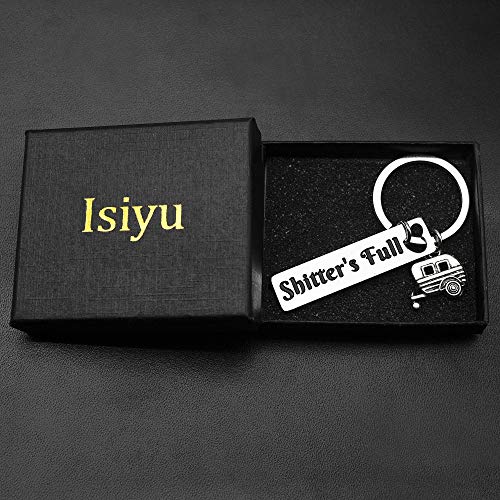 isiyu Mens Stocking Stuffers for Adults Shtter's Full Funny Keychain Gifts Christmas Stockings Stocking Stuffers for women men Happy Camper RV Camping gifts Accessories (Silver)