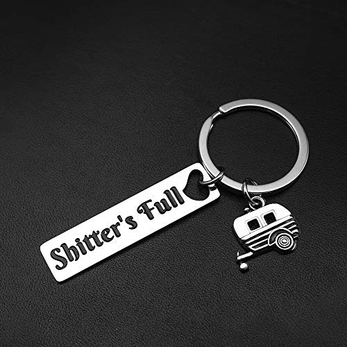 isiyu Mens Stocking Stuffers for Adults Shtter's Full Funny Keychain Gifts Christmas Stockings Stocking Stuffers for women men Happy Camper RV Camping gifts Accessories (Silver)