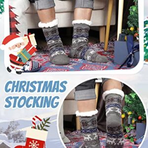 ProEtrade Slipper Socks for Men Fuzzy Fluffy Winter Cozy Cabin Warm Thick Fleece Comfy Non Slip Home Grips Socks Stocking Stuffer Christmas White Elephant Gift(Light Grey)