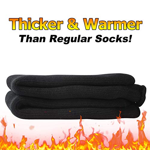 JSPA Mens Black Thermal Socks, Stocking Stuffers for Men Women Heated Skiing Socks Warm Insulated Boot Socks for Men Thick Fuzzy Crew Socks Sport Outdoors Socks for Cold Winter for Men Medium