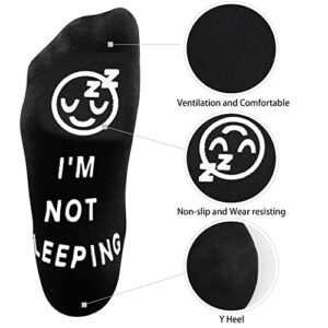 Leotruny I'm Not Sleeping I'm Just Resting My Eyes Novelty Funny Socks Birthday Gifts for Men Women Dad Boyfriend (C01-Eyelash)