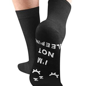 Leotruny I'm Not Sleeping I'm Just Resting My Eyes Novelty Funny Socks Birthday Gifts for Men Women Dad Boyfriend (C01-Eyelash)