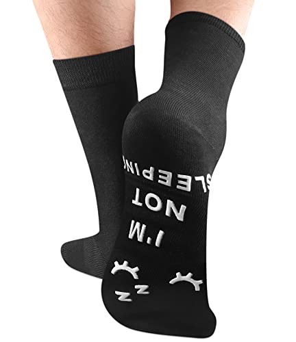 Leotruny I'm Not Sleeping I'm Just Resting My Eyes Novelty Funny Socks Birthday Gifts for Men Women Dad Boyfriend (C01-Eyelash)