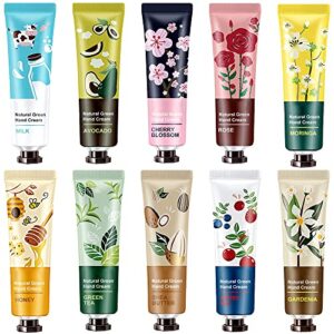 10 pack natural plant fragrance hand cream for dry hands, moisturizing hand care cream stocking stuffers gift set with natural shea butter and aloe for men and women,travel size lotion-30ml