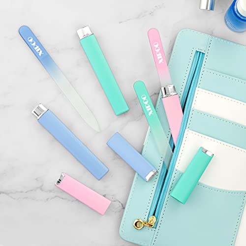 Glass Nail File 3 Pack, Nail File, Glass Nail File with Case, Double Sided Etched Surface Files, Stocking Stuffers for Women or Adults, Unique Gifts Package for Women and Girls, by XIPOO