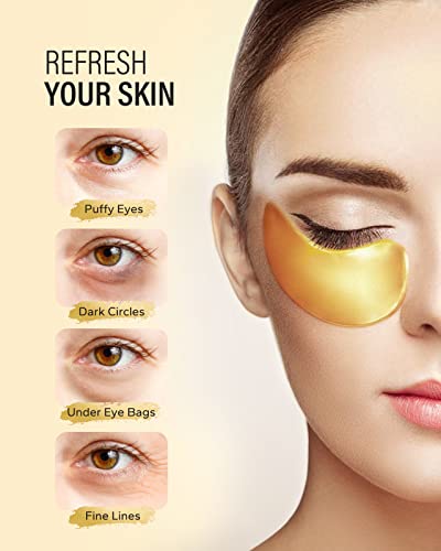 Maskiss 25-Pairs 24K Gold Under Eye Patches, Eye Mask, Eye Patches for Puffy Eyes, Eye Masks for Dark Circles and Puffiness, Collagen Skin Care Products